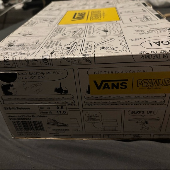 Vans | Shoes | Vans Peanuts Comic Print Box Black White Yellow | Poshmark